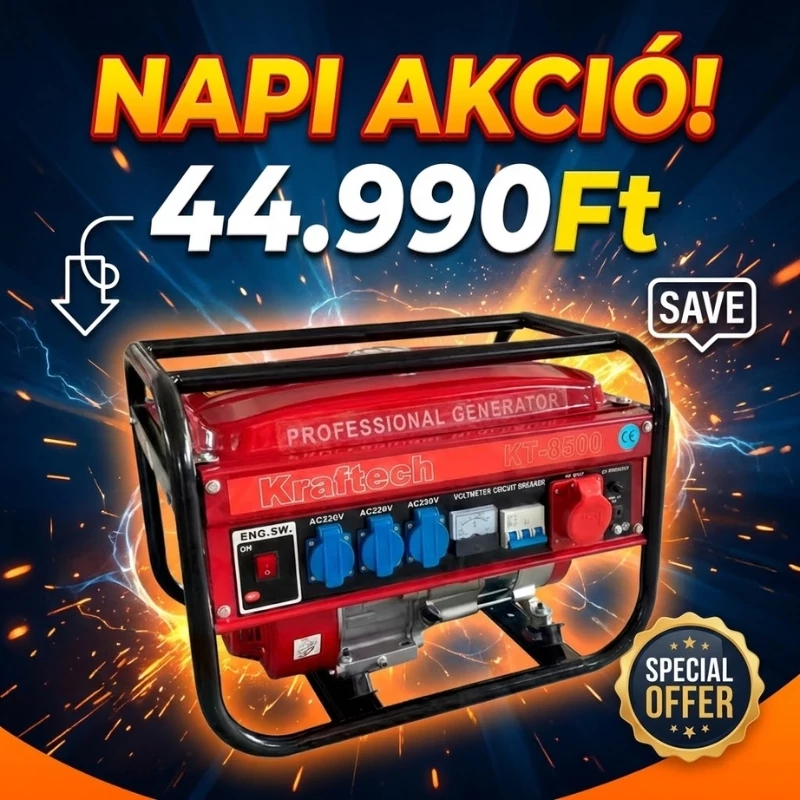 Kraftech Benzinmotoros Generátor – 8500W KF-8500